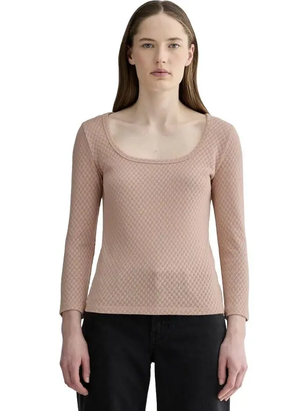 Everlane Pointelle Scoop-neck Top - Rose Smoke