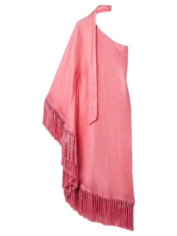 TALLER MARMO Arno One-sleeve Fringed Gown - Pink