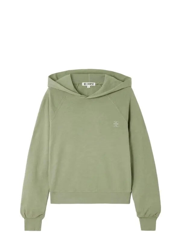 Eterne Sonny Cropped Cotton-jersey Hoodie - Green