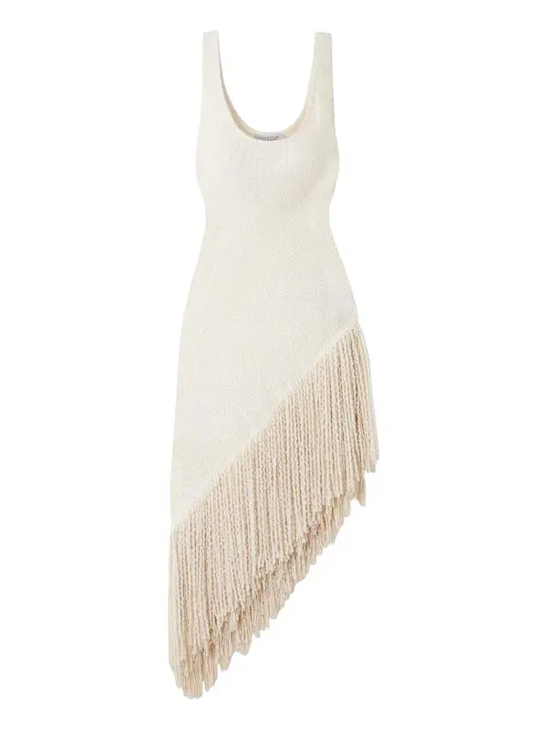 Gabriela Hearst Ursin Fringed Silk-bouclé Top - Ivory