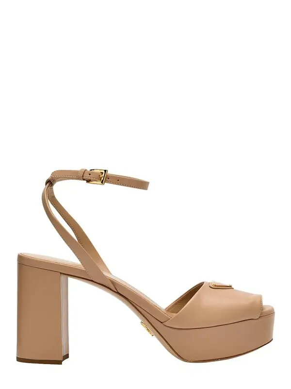 Prada Nappa Triangle Peep-toe Platform Sandals - Nero