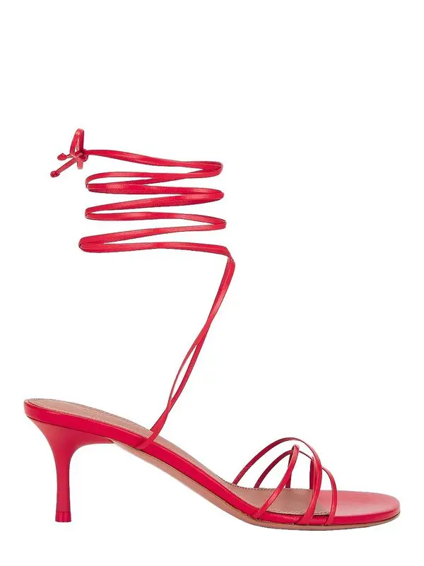 Amina Muaddi Lori Lace Up 60 Nappa Sandal - Red