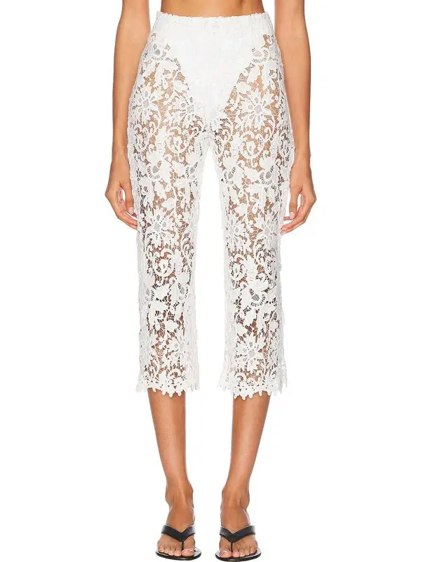 LA PORTE Gabrielle Lace Capri Pant - White Lace