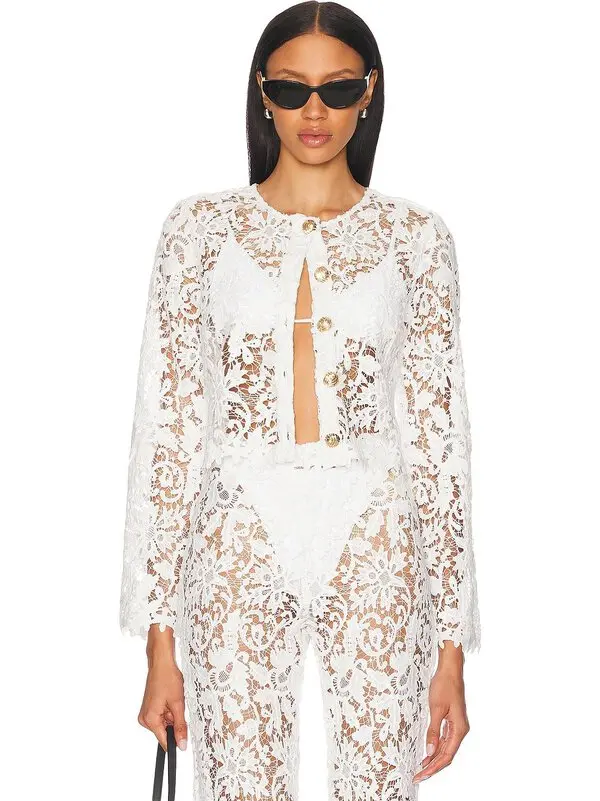 LA PORTE Coco Lace Cardigan - White Lace
