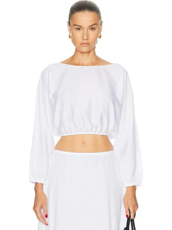 LESET Yoko Long Sleeve Blouson Top - White