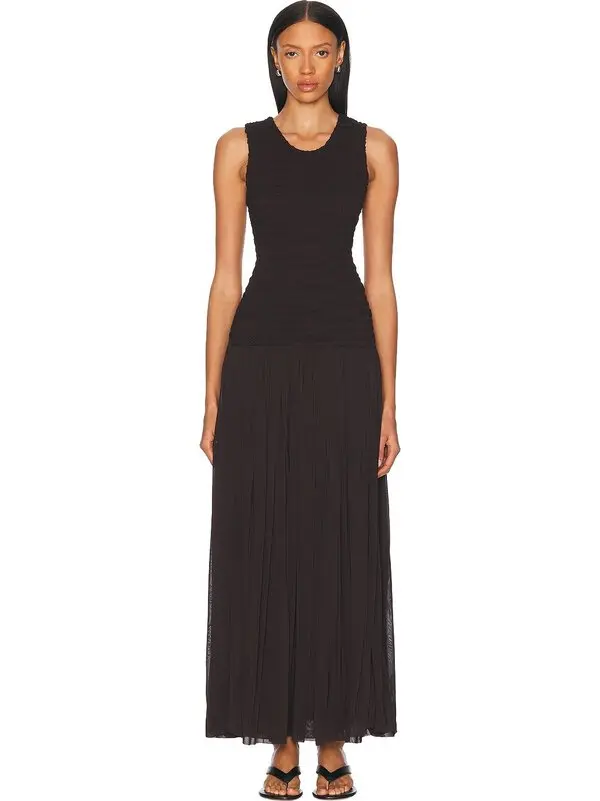 JIL SANDER Sleeveless Maxi Dress - Chocolate Brown