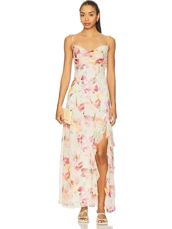 NICHOLAS Kamila Ruffle Gown - Luna Ivory Wildflower