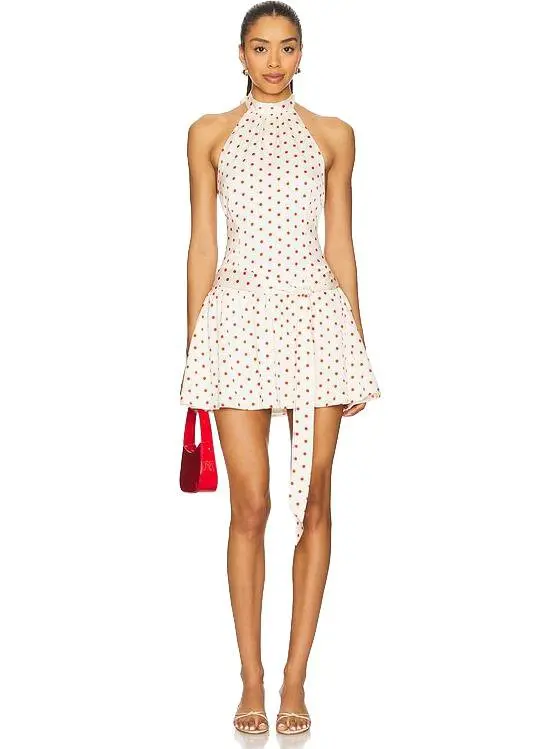MORE TO COME Kienna Mini Dress - Ivory & Red Dot