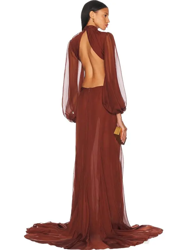 Retrofete Rosalinda Halter Gown - Chestnut