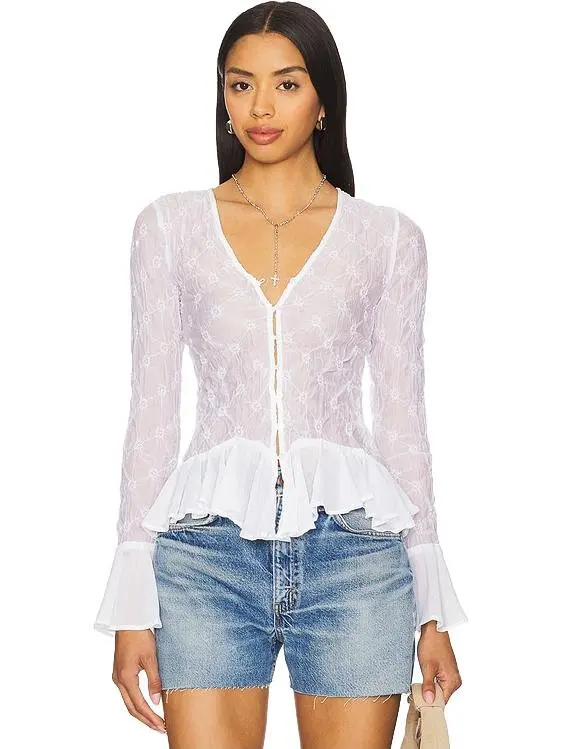 Free People Elias Smocked Blouse - Clean Ivory