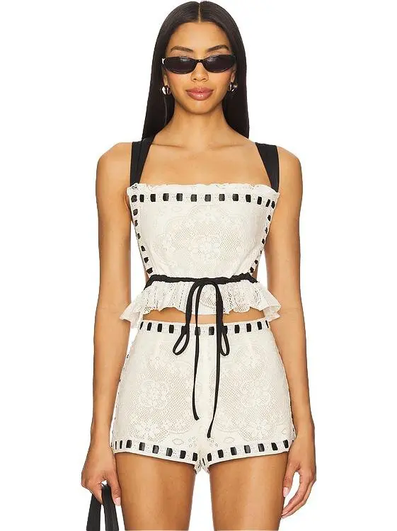 For Love & Lemons Charlotte Lace Top - Black