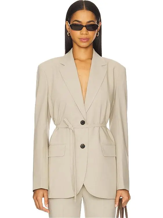 EAVES Siya Belted Blazer - Khaki Green