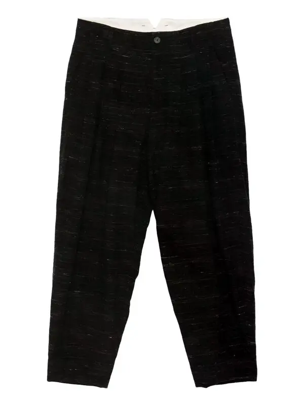 CALMLENCE Triple Pleated Tapered Trousers - Black