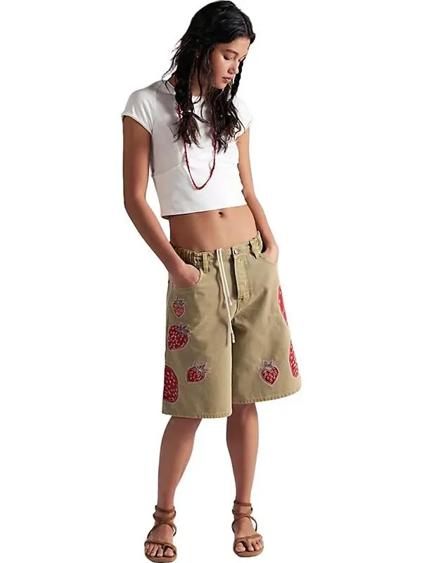 Free People We The Free Garden State Long Shorts - Strawberry Sundaze