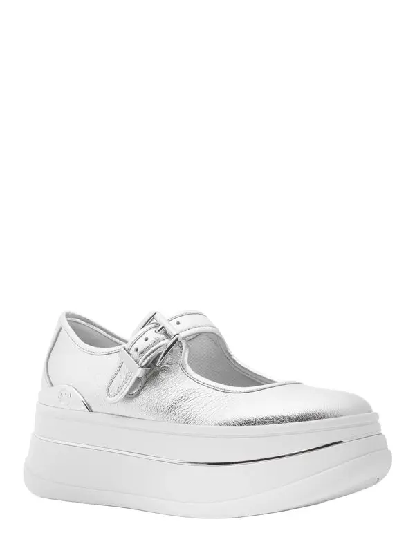Michael Kors Hayes Metallic Leather Mary Jane Sneakers - Silver