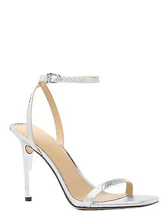Michael Kors Liana Metallic Snake Embossed Leather Sandal - Silver