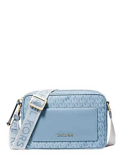 Michael Kors Jet Set Large Signature Logo Print Crossbody Bag - Blue
