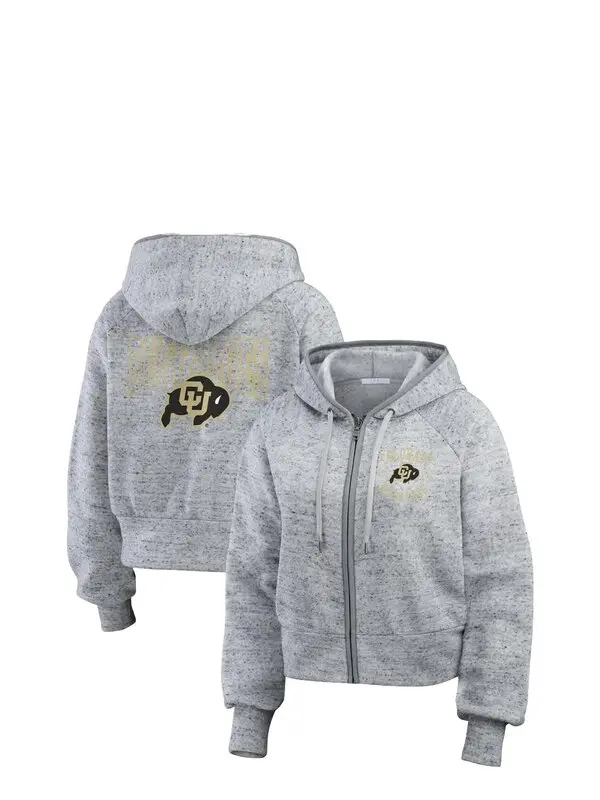 WEAR BY ERIN ANDREWS Colorado Buffaloes Speckle Double-hit Raglan Full-zip Hoodie - Heather Gray