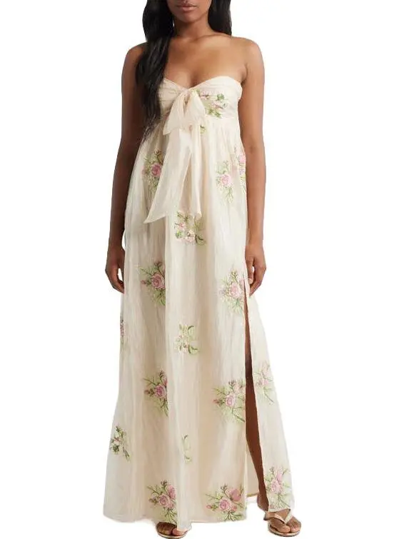 Lulus Fiona Floral Embroidered Dress - Cream Multi