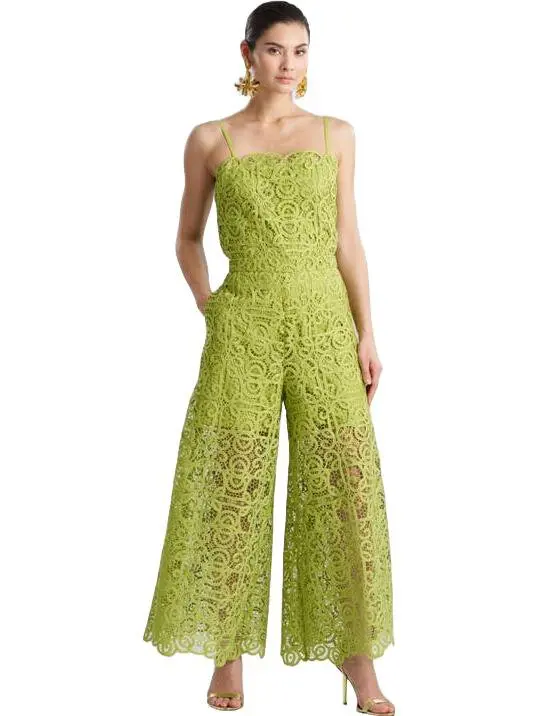 Natori Raffia Lace Palazzo Pants - Pear