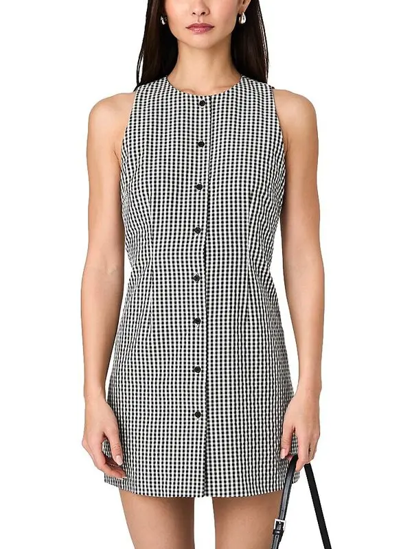 French Connection Gingham Mini Dress - Black Gingham