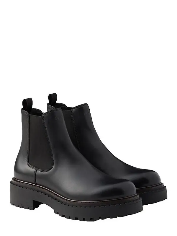 Prada Leather Chelsea Boots - Black