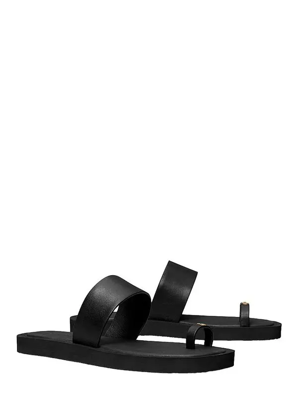 Tory Burch Toe Ring Flip Flop Sandals - Perfect Black