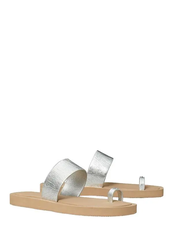 Tory Burch Toe Ring Flip Flop Sandals - Silver