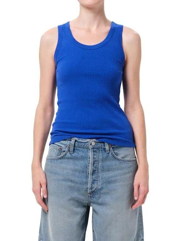 AGOLDE Poppy Rib Tank - Cobalt Ultramarine Blue