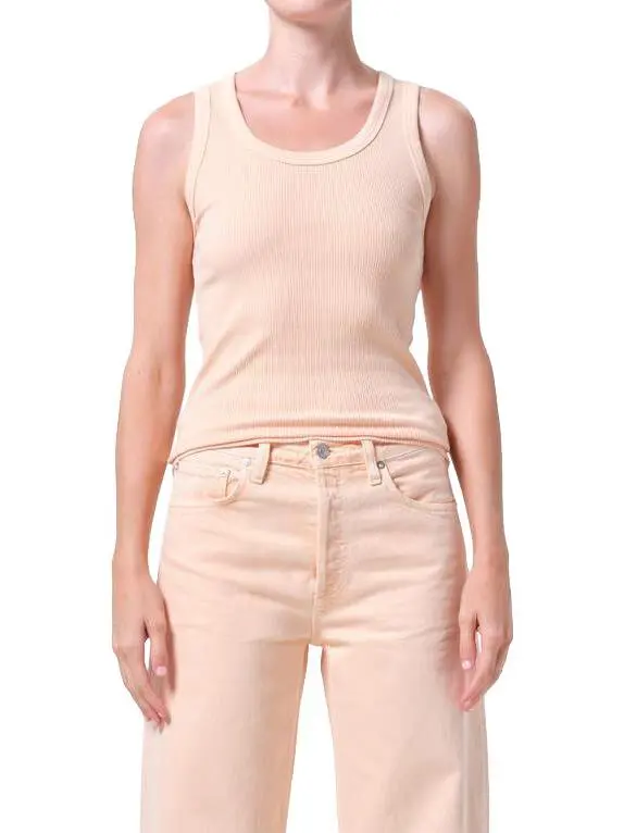 AGOLDE Poppy Rib Tank - Sun Filter Light Dusty Orange