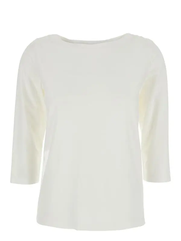 PLAIN T-shirt With Round Neck And Three-quarter Sleeves - White
