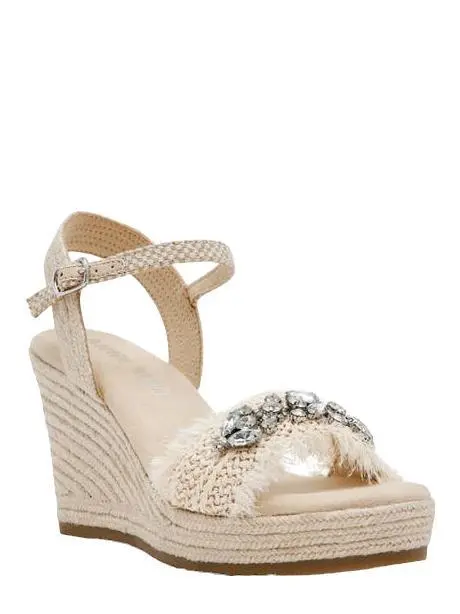 Anne Klein Wilton Platform Wedge Sandal - Natural Raffia