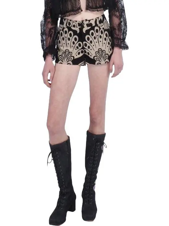 Anna Sui Beardsley Tapestry Mini Shorts - Black Multi