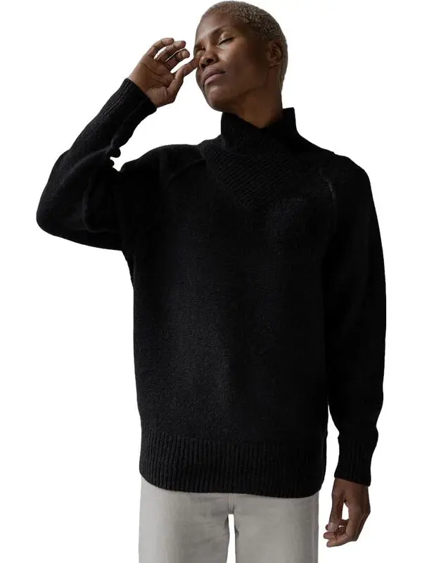 SSKEIN Wrap Collar Pullover - Black