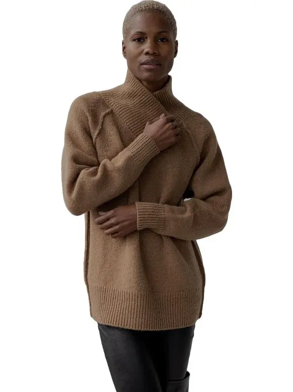 SSKEIN Wrap Collar Pullover - Camel