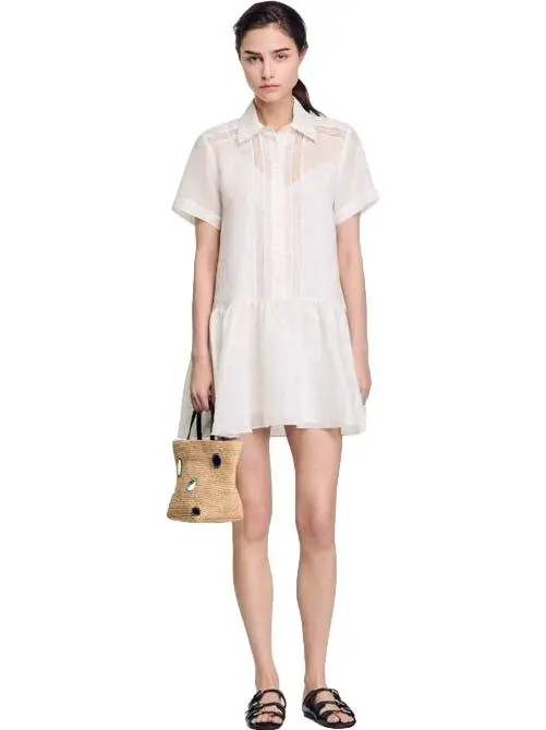Sandro Mini Dress With Lace Trim - White