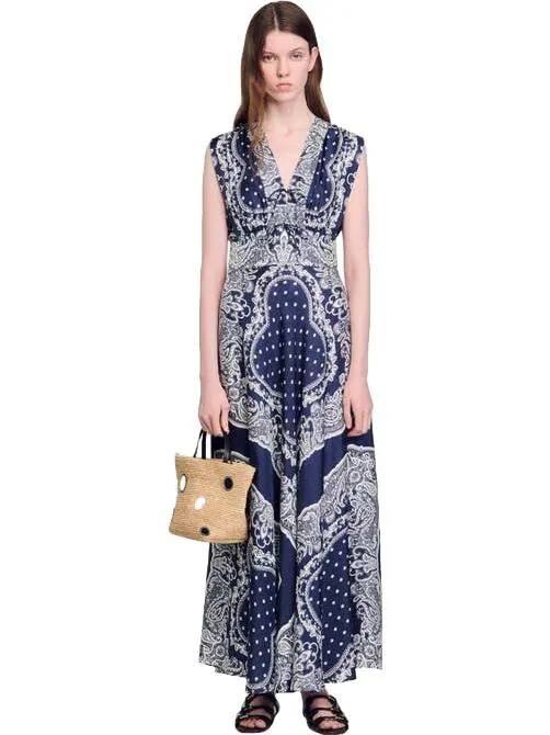Sandro Bandana-print Maxi Dress - Blu/white