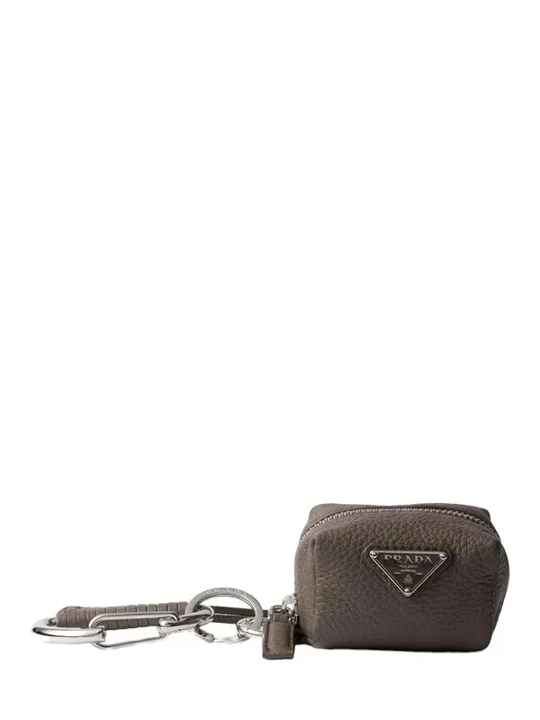 Prada Leather Keychain Charm - Grey