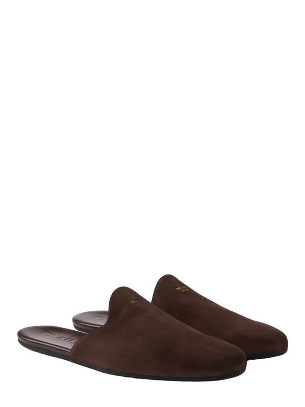 Prada Suede Mules - Dark Brown