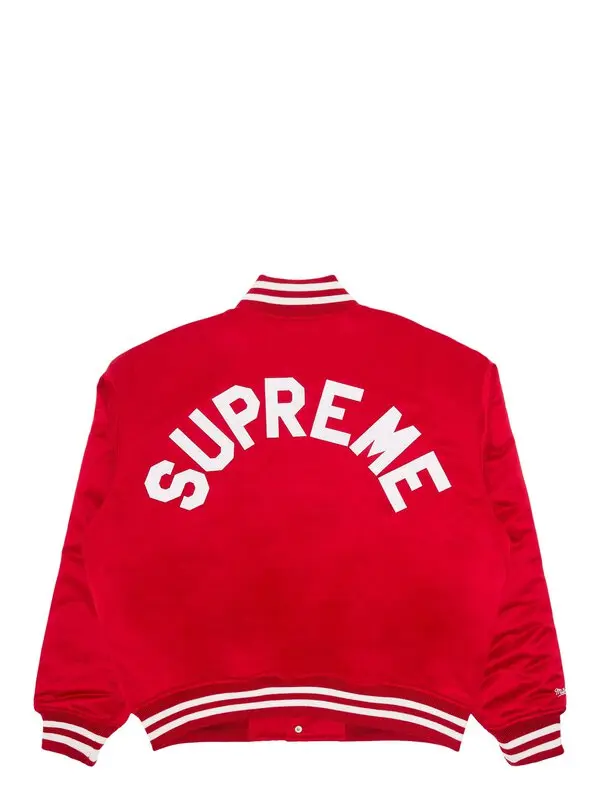 Supreme X Mitchell & Ness Satin Varsity Jacket - Red