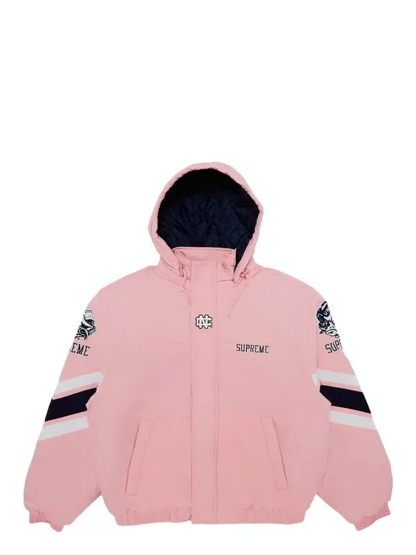 Supreme X Mitchell & Ness Ncaa Hooded Stadium Jacket - Pink