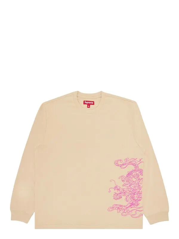 Supreme Dragon Embroidered Long-sleeve Top 'khaki - Tan