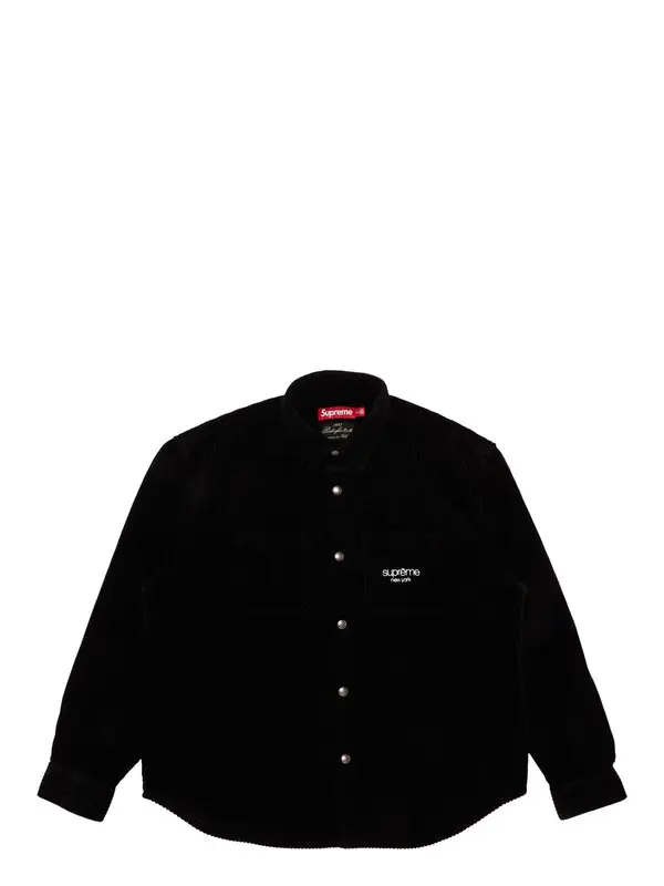 Supreme Wide Wale Corduroy Snap Shirt - Black