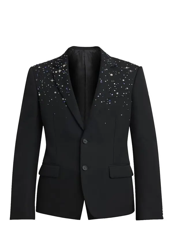 Alexander McQueen Crystal Embellished Barathea Sport Coat - Black