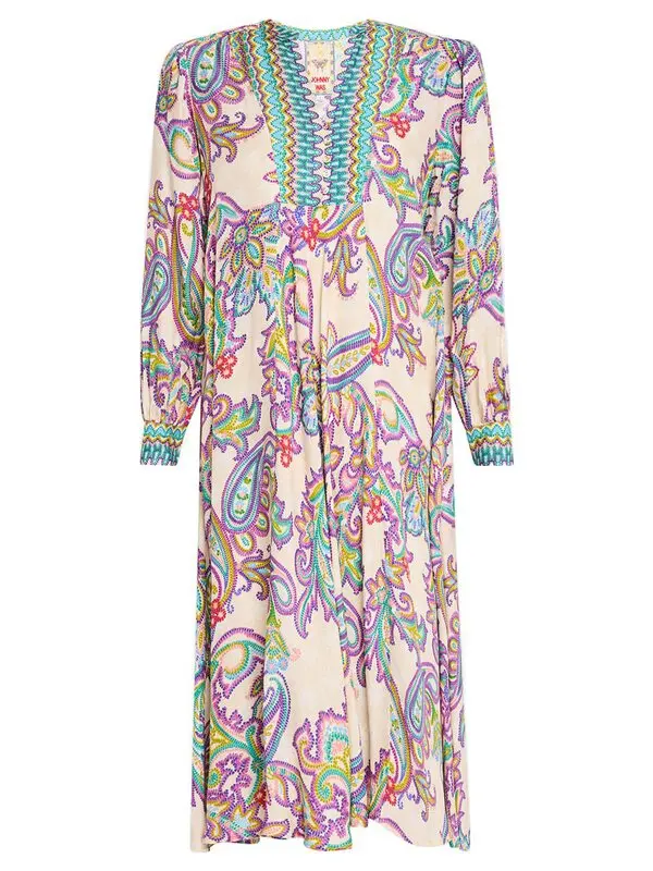 Johnny Was Tahlon Floral & Paisley-print Midi Dress - Paisley Emb Print Light