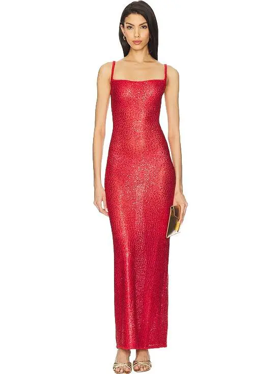 LOVERS AND FRIENDS Bria Sequin Maxi Dress - Red