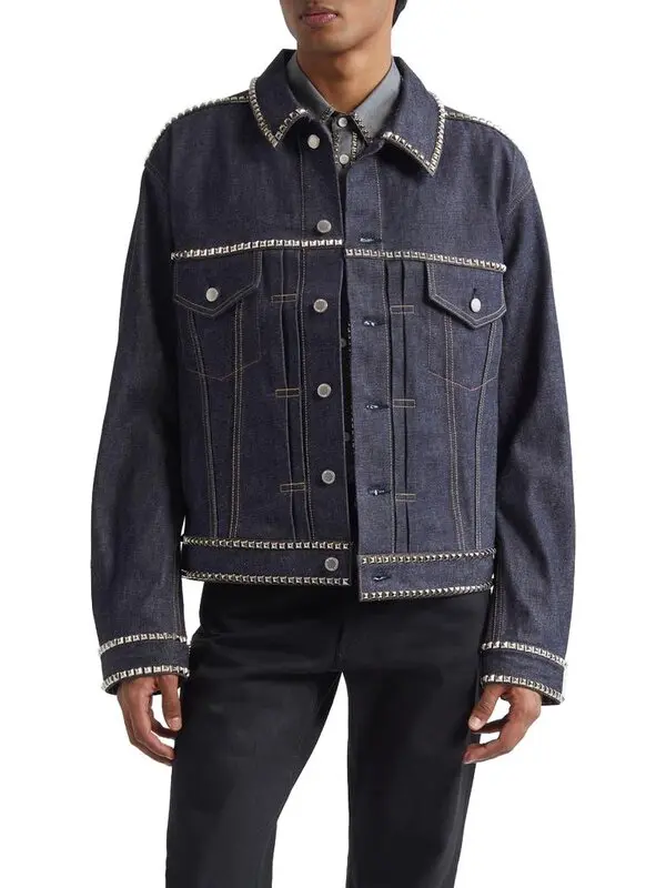 TAKAHIROMIYASHITA THESOLOIST. Stud-embellished Denim Jacket - Indigo