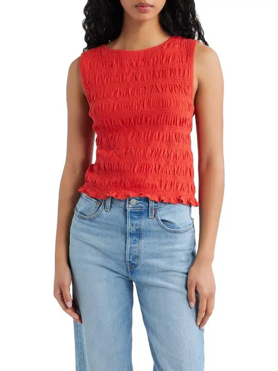 Madewell Smocked Tank Top - Wild Poppy