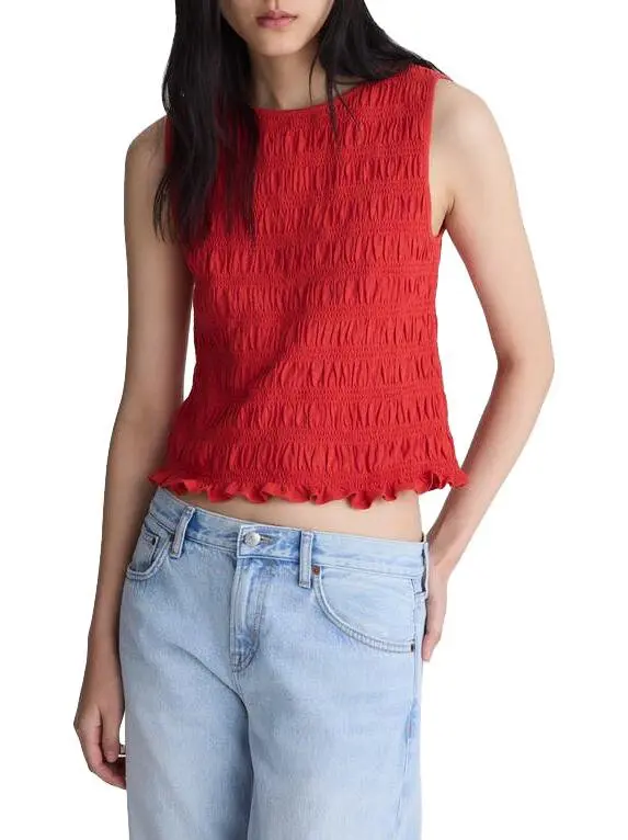 Madewell Smocked Tank Top - Wild Poppy