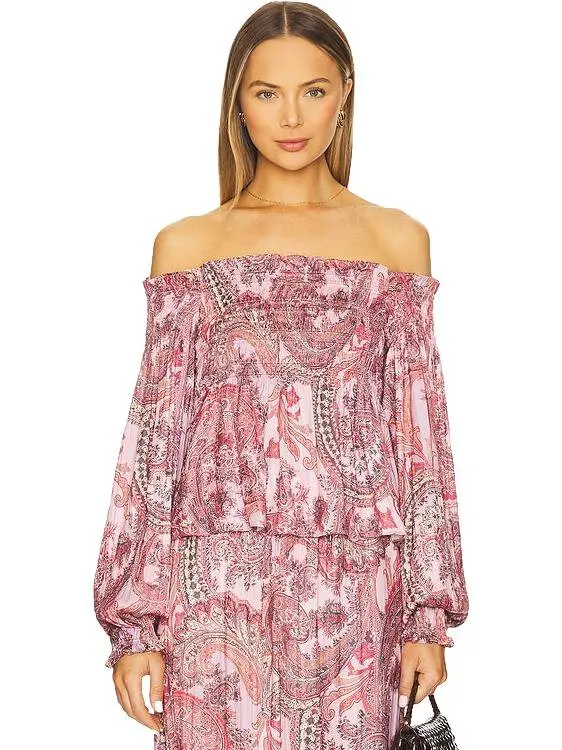 L'Agence Ariela Off-the-shoulder Blouse - Mauve Multi French Paisley